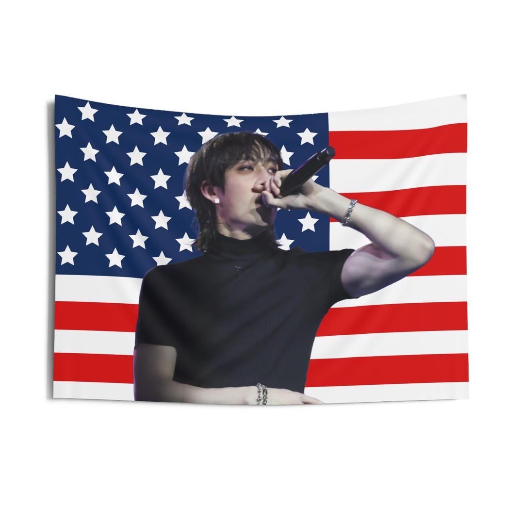 Bang Chan Mullet American Flag, Stray Kids Concert Banner, SKZ Kpop ...