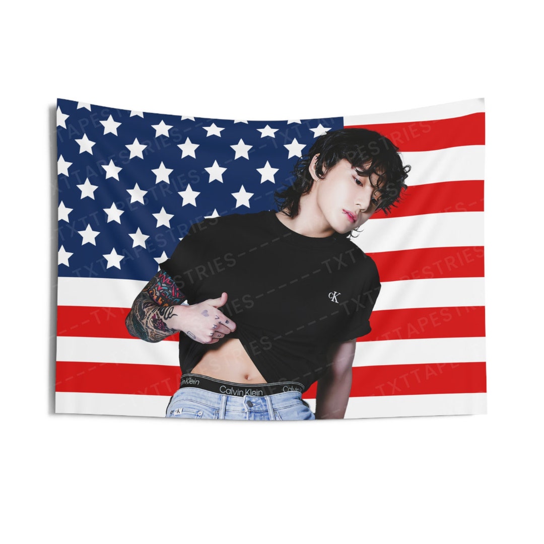 Bts Jungkook Abs Reveal Photo Flag Banner Jungkook American Tapestry Jungkook Merch Decor