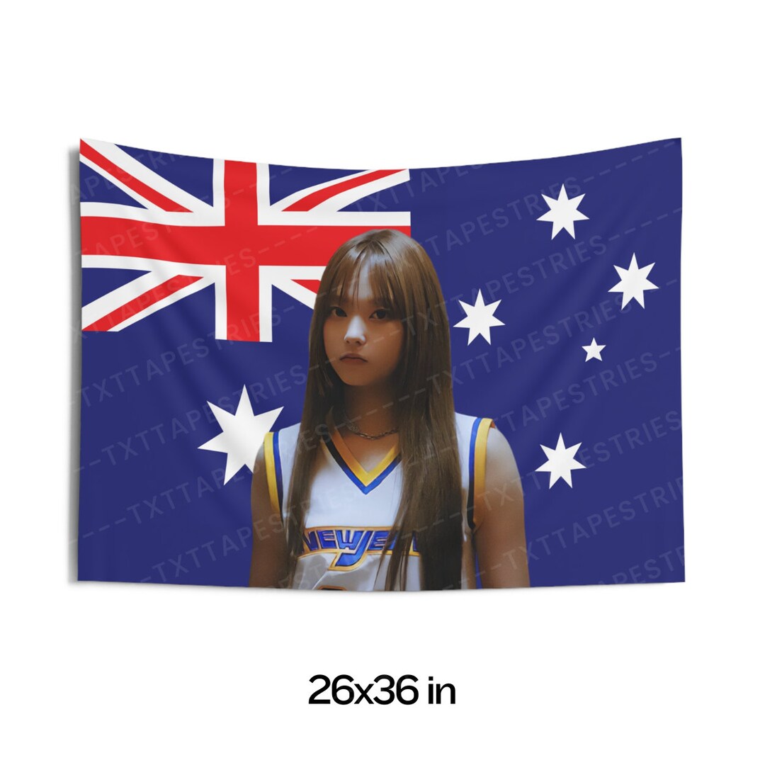 Newjeans Haerin Wearing Newjeans Jersey Flag Banner, Haerin Australian ...