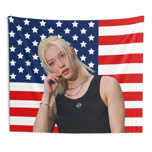 SKZ Felix Black Tank Top American Flag, Felix American Tapestry, Stray ...