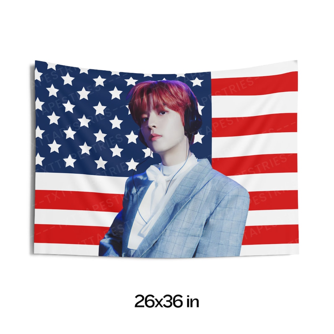 Stray Kids Seungmin Red Hair American Flag, Seungmin American Flag ...