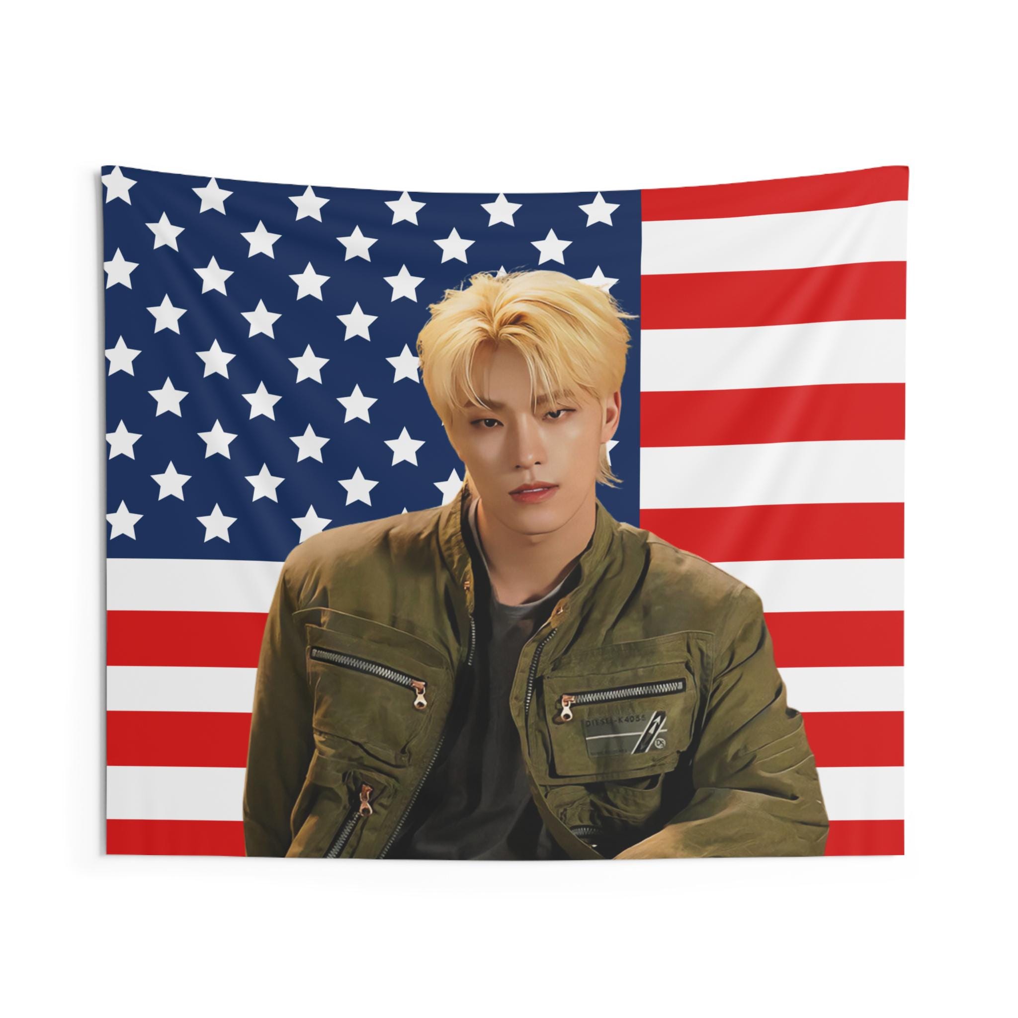 Svt Dino Blonde American Flag, Seventeen Concert Banner, Seventeen Kpop ...