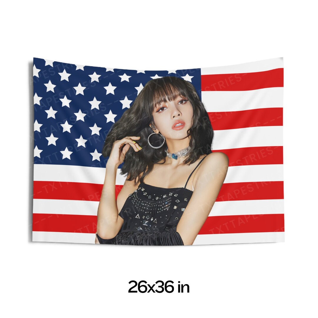 Blackpink Lisa Stunning Visuals Flag Banner, Lisa American Tapestry, BP ...