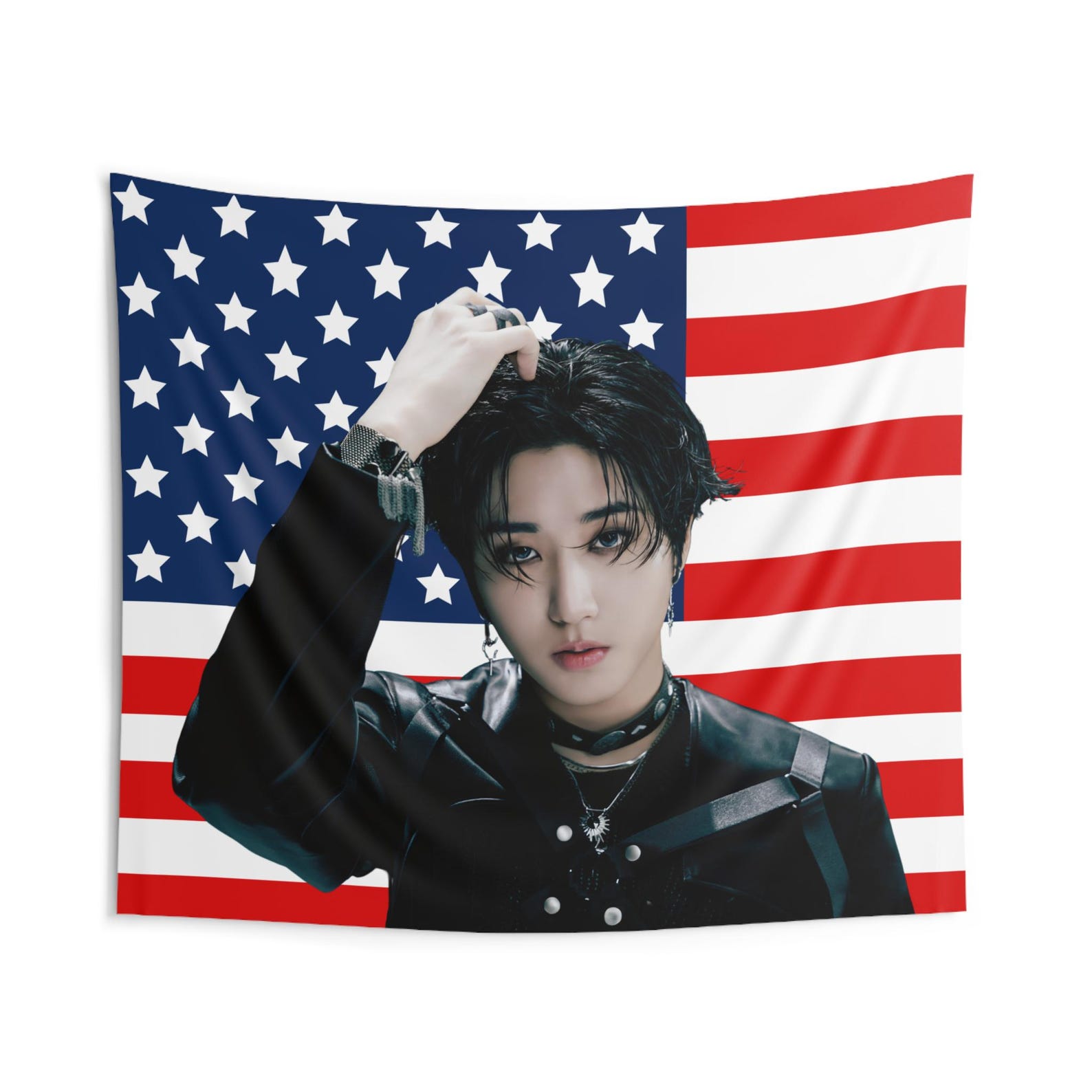 Han Jisung Giant American Flag, SKZ Han Jisung American Tapestry, Stray ...