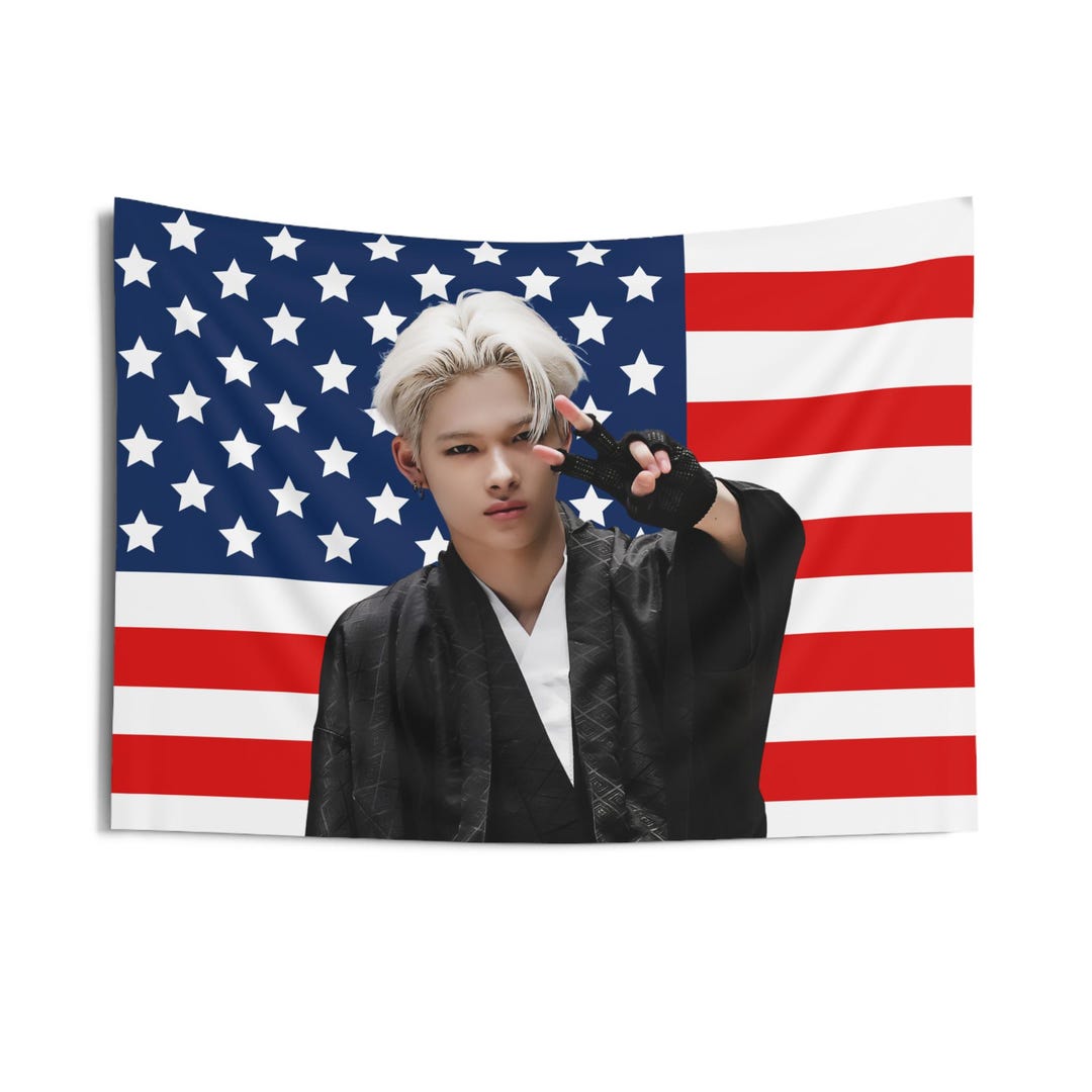 Enha Niki Peace Sign American Flag, Enha Concert Banner, Enha Kpop Flag ...