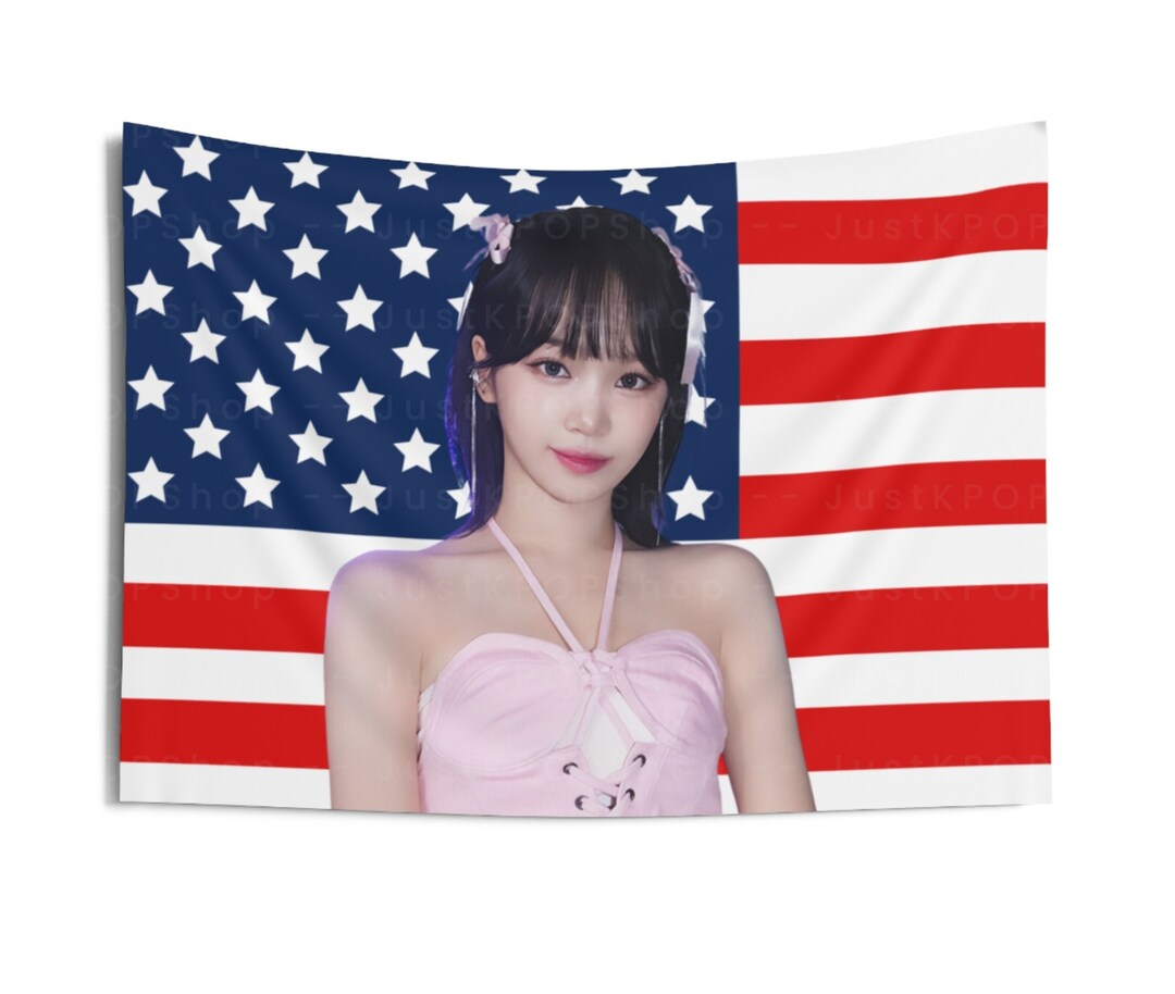 Le Sserafim Chaewon in Pink Outfit American Flag, Chaewon American Tapestry, Le Sserafim ...