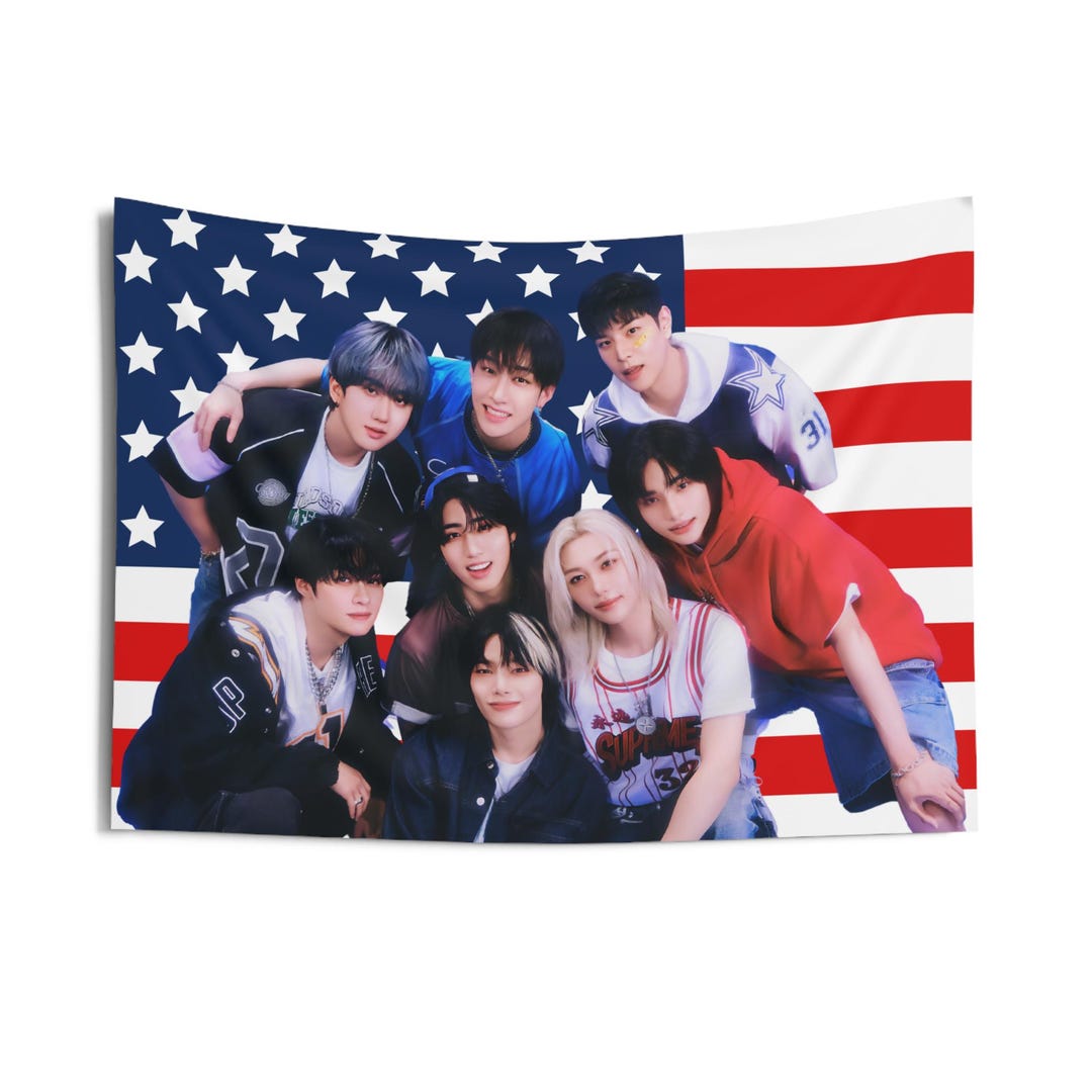 Stray Kids Members Y2K American Flag, SKZ Concert Banner, SKZ Kpop ...