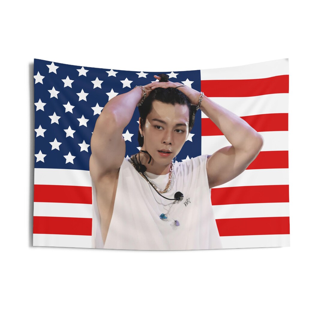 Nct Johnny Face Card American Flag, Nct Concert Banner, Nct Kpop Flag ...
