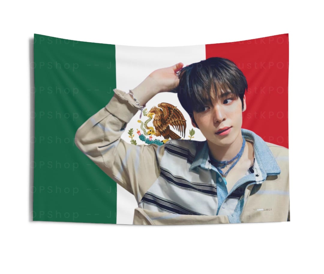 Ateez Yunho Insane Face Card Mexican Flag, Ateez Concert Banner, Ateez ...