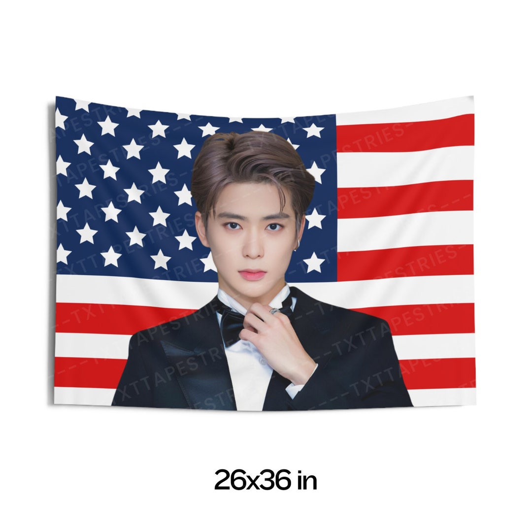 Nct Jaehyun Wearing Suit American Flag, Nct Concert Banner, Nct Kpop ...