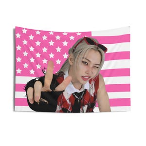 Felix Cool Pink American Flag, Stray Kids Concert Banner, SKZ Kpop ...