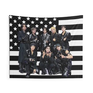 Stray Kids Black Outfit Black American Flag, Stray Kids Concert Banner ...