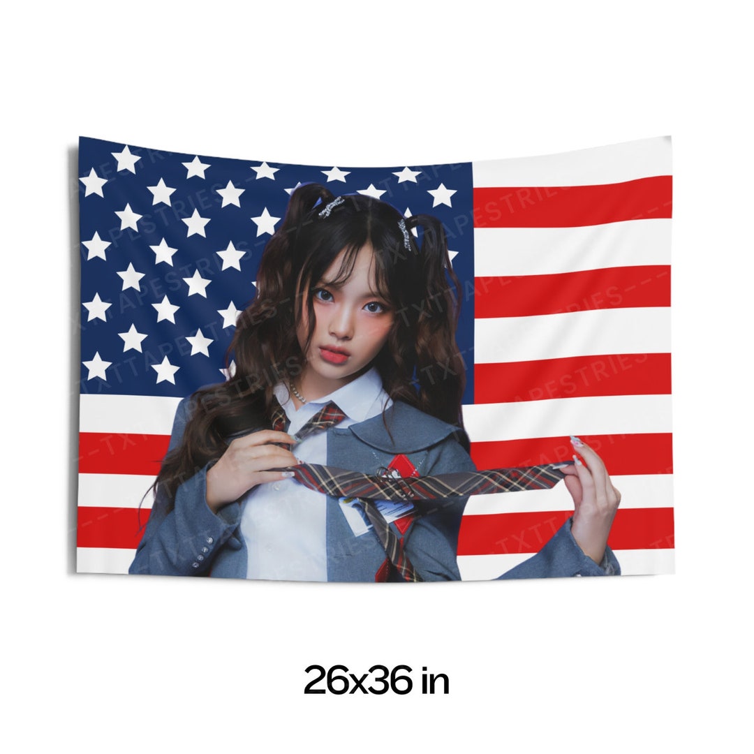 Newjeans Hyein School Girl Flag Banner, Hyein American Tapestry ...