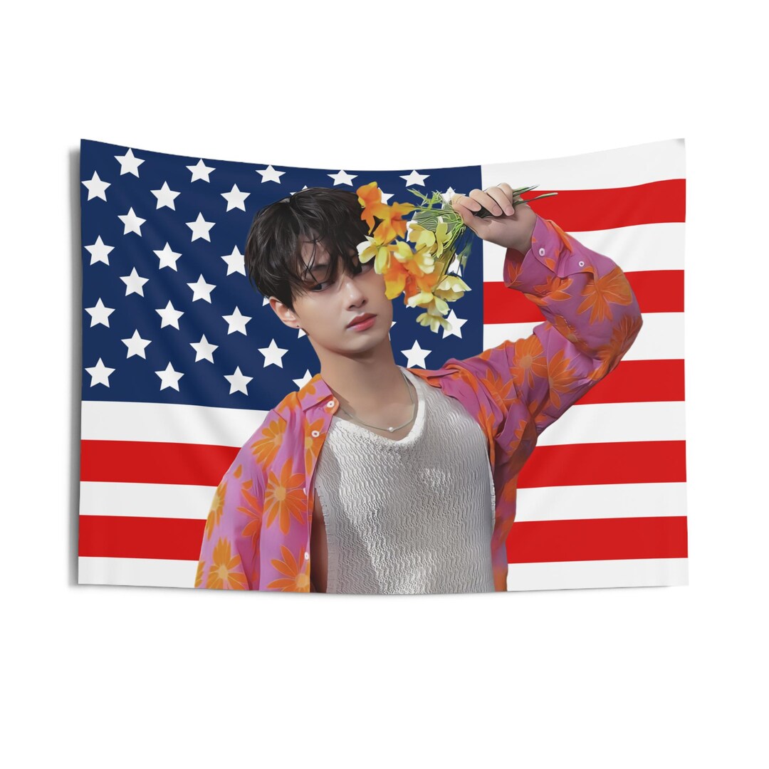 Svt Junhui Flower American Flag, Seventeen Concert Banner, Seventeen ...