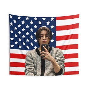 Enha Jake Mirror Selfie American Flag, Enha Concert Banner, Enha Kpop ...