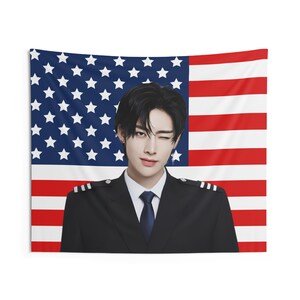 ZB1 Ricky Wink American Flag, Zerobaseone Concert Banner, Zb1 Kpop Flag ...