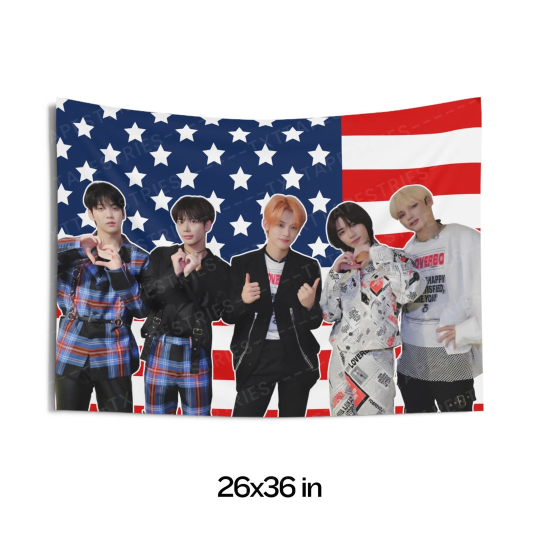 Txt Members Freefall Group Photo Flag Banner Txt American - Etsy