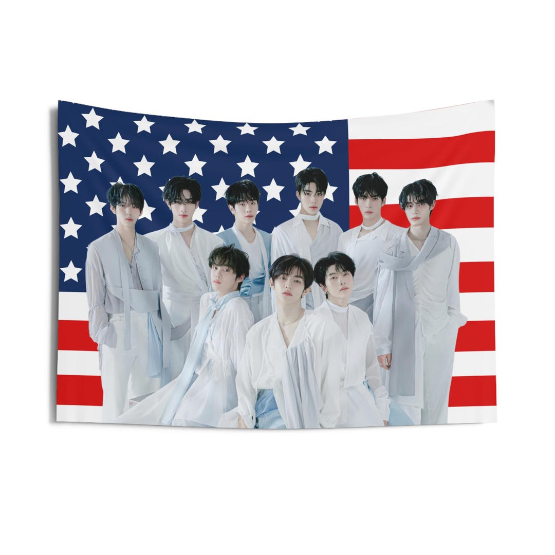 ZB1 Members Blue Paradise American Flag, Zerobaseone Concert Banner ...