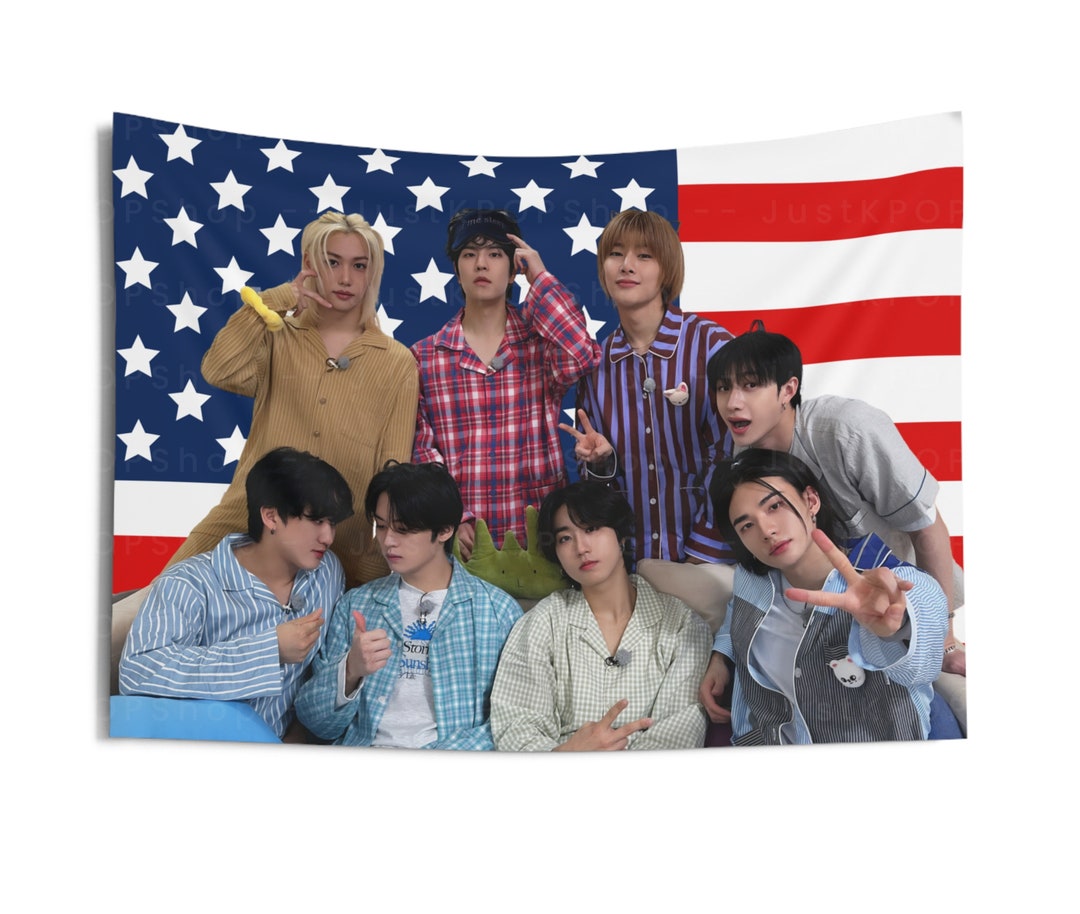 SKZ Members in Pajamas American Flag, Stray Kids Members American ...