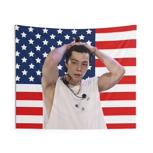 Nct Johnny Face Card American Flag, Nct Concert Banner, Nct Kpop Flag ...