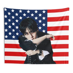 SKZ Lee Know Rockstar American Flag, Stray Kids Lee Know American ...