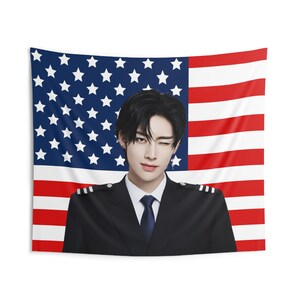 ZB1 Ricky Wink American Flag, Zerobaseone Concert Banner, Zb1 Kpop Flag ...