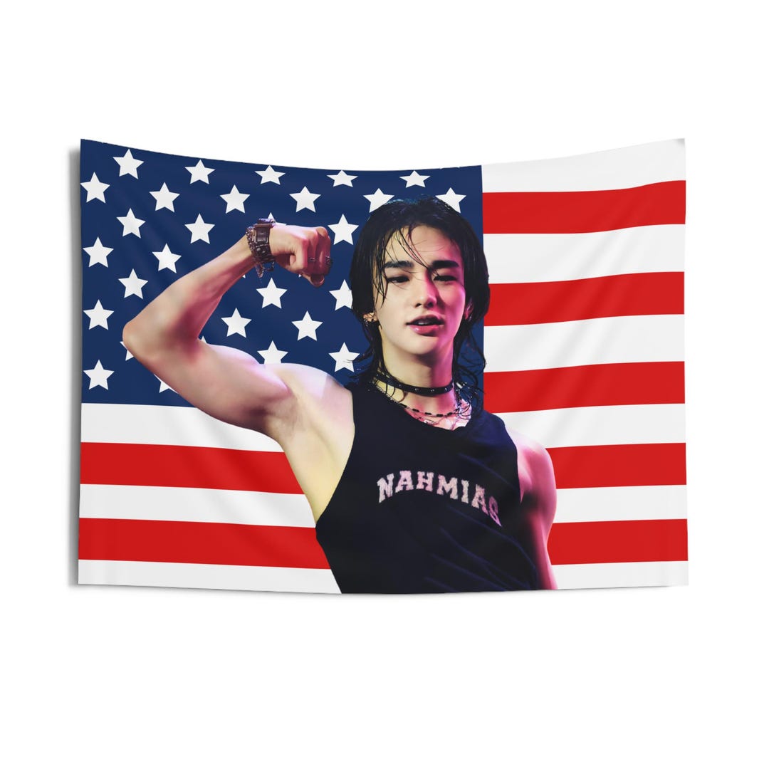Hyunjin Biceps American Flag, Stray Kids Concert Banner, SKZ Kpop ...