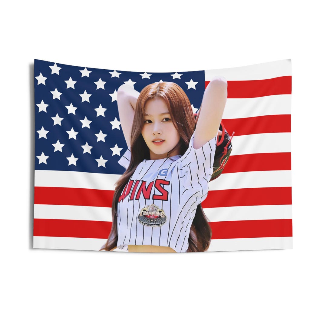 Twice Sana Baseball American Flag, Twice Concert Banner, Twice Kpop ...