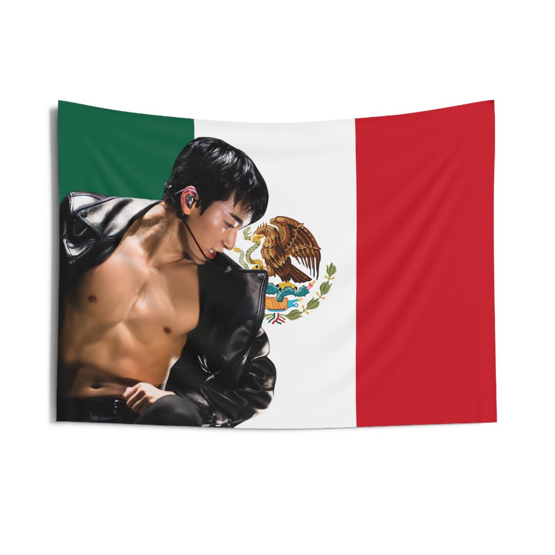 Ateez San Side Profile Mexican Flag, Ateez Concert Banner, Ateez Kpop ...