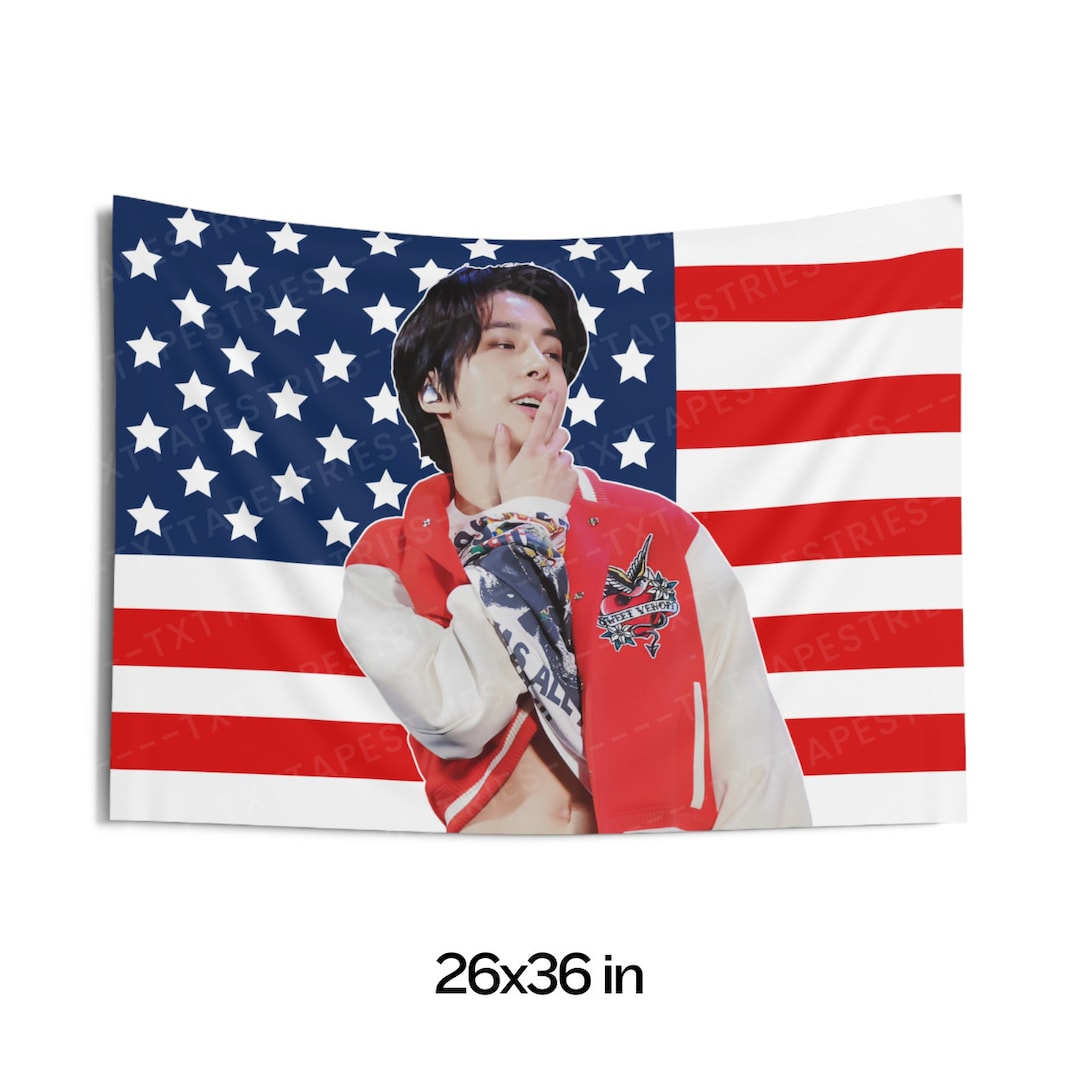 Enhypen Jake Abs Reveal American Flag Jake American Tapestry Jake