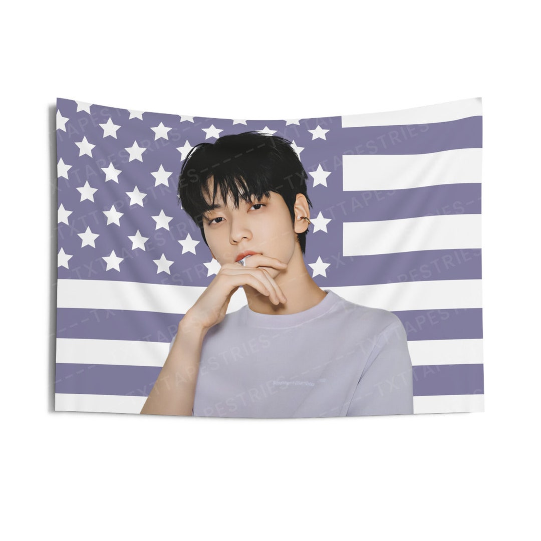 Txt Soobin Lilac Flag Banner, Soobin American Flag Tapestry, Soobin ...