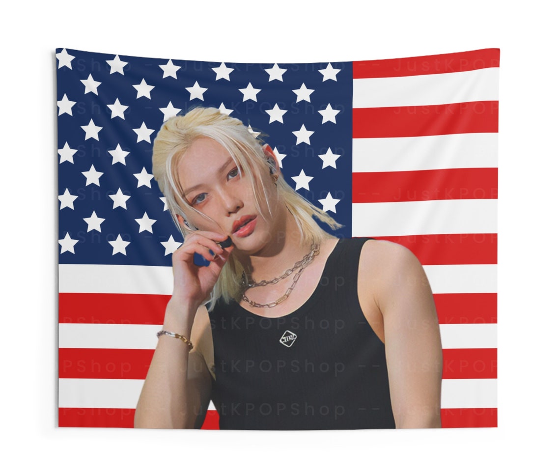 SKZ Felix Black Tank Top American Flag, Felix American Tapestry, Stray ...