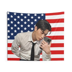 Ateez San Selfie Flag Banner, Ateez Concert Banner, Ateez Kpop Flag ...