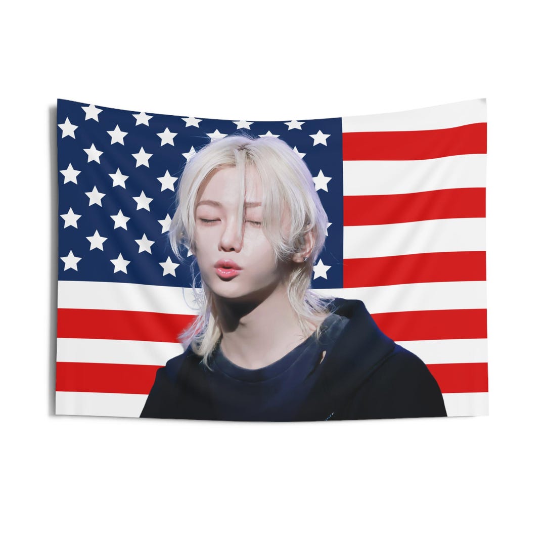 Skz Felix Kiss American Flag, Stray Kids Concert Banner, SKZ Kpop ...