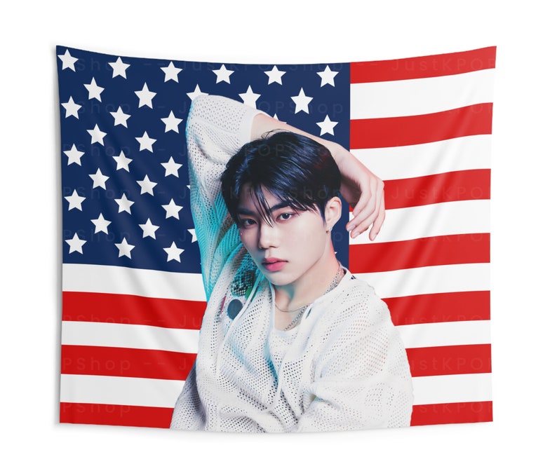 ZB1 Gunwook Black Hair American Flag, Zerobaseone Gunwook American ...