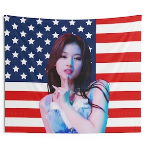 Twice Sana Face Card American Flag, Sana American Tapestry, Sana Merch ...