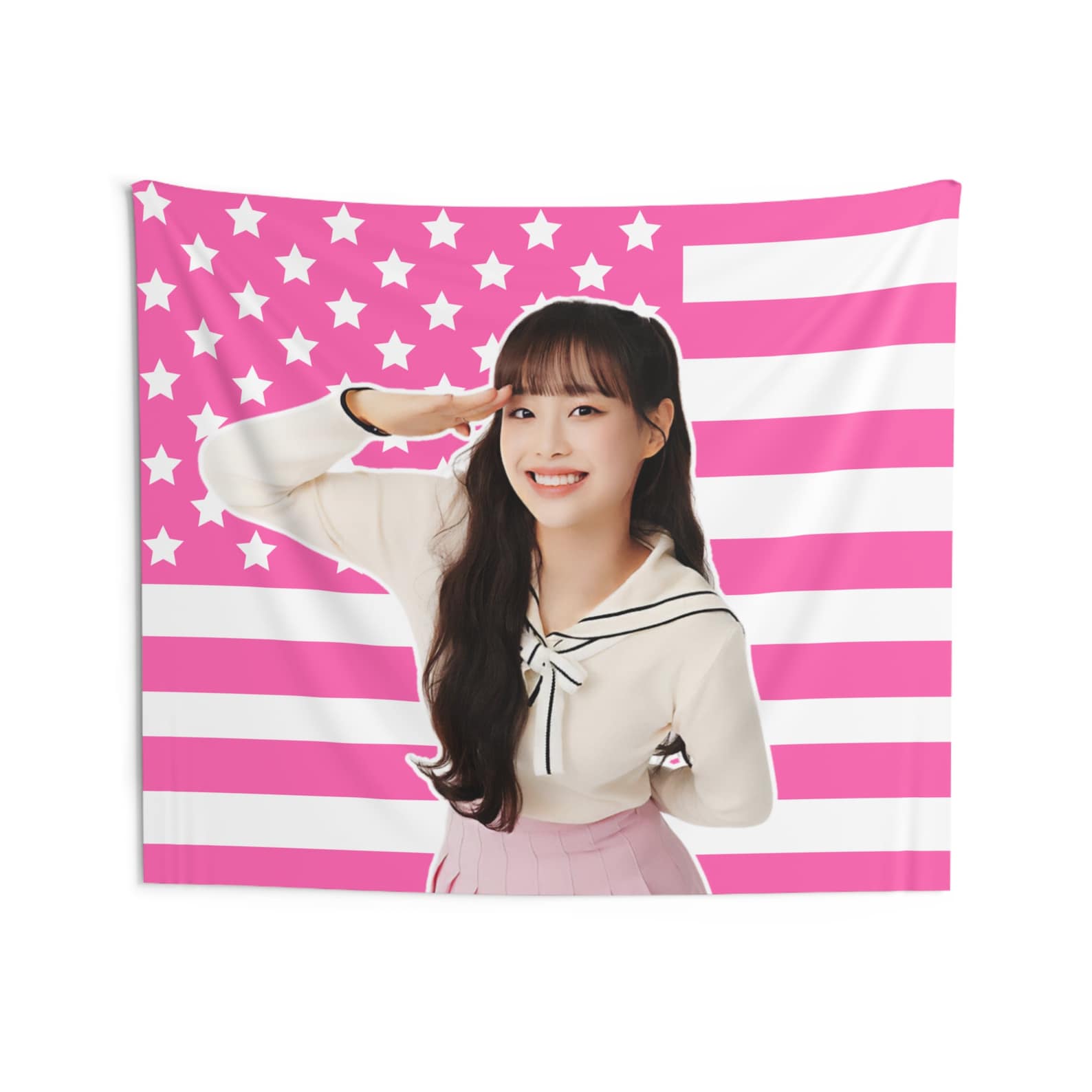 Loona Chuu Salute Flag Banner, Chuu Hot Pink American Flag Tapestry ...
