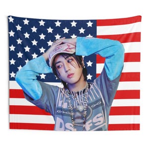 SKZ Han JJAM American Flag, Stray Kids Han Jisung American Tapestry ...