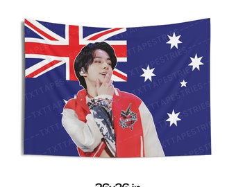 Enhypen Jake in Black Outfit Flag Banner, Jake American Tapestry, Jake ...