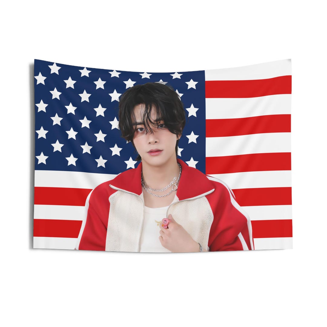 Enhypen Jake Red Jacket American Flag, Enhypen Jake American Tapestry ...