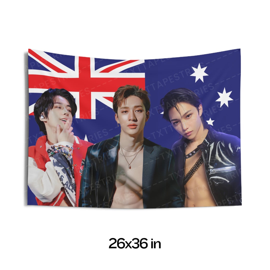 Stray Kids Bang Chan Felix Jake Abs Flag Banner, Bang Chan Australian ...