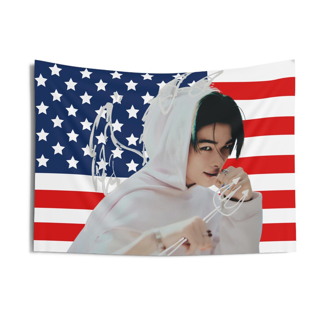 Enha Niki White Hoodie American Flag, Enha Concert Banner, Enha Kpop ...