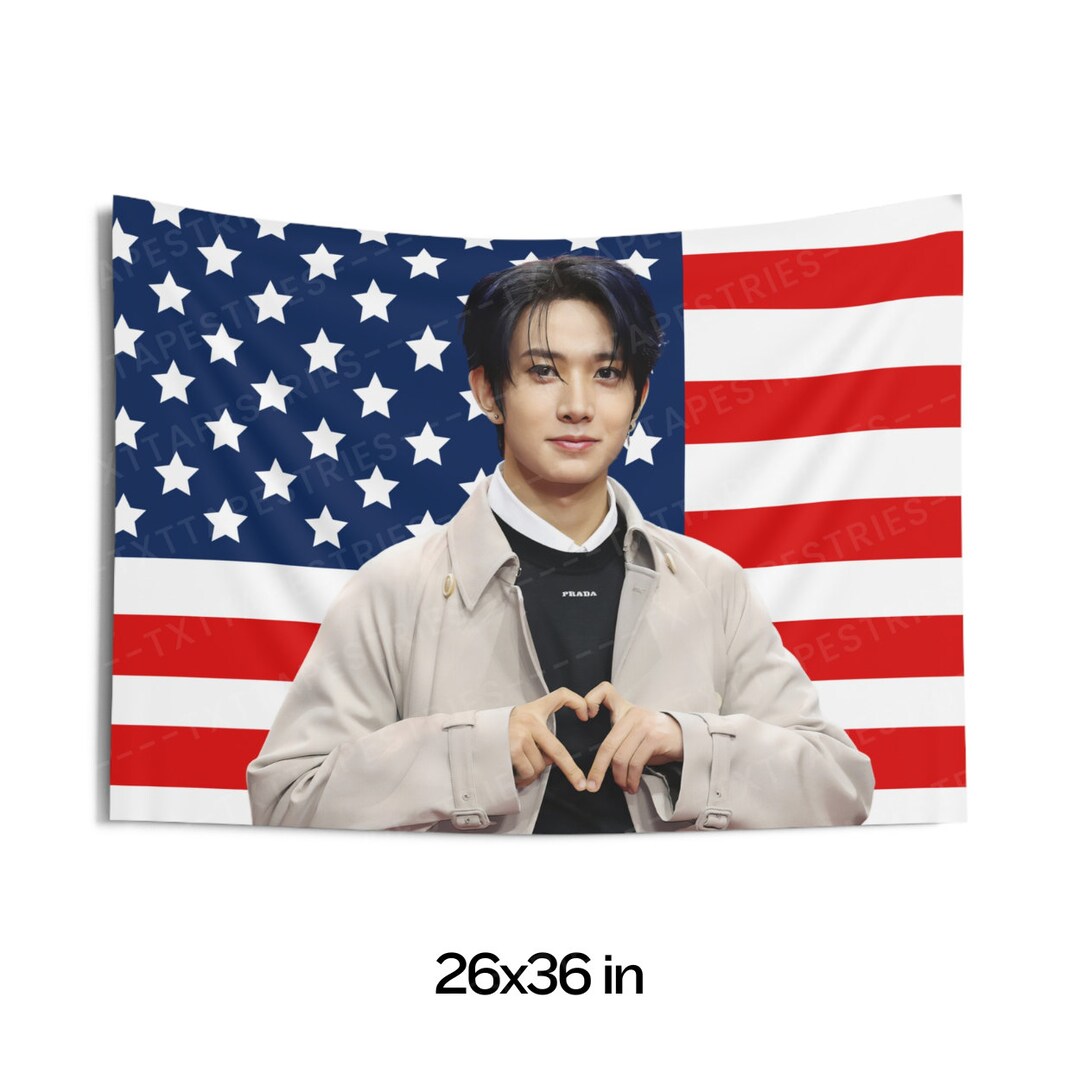 Enhypen Heeseung Finger Heart Flag Banner, Heeseung American Tapestry ...