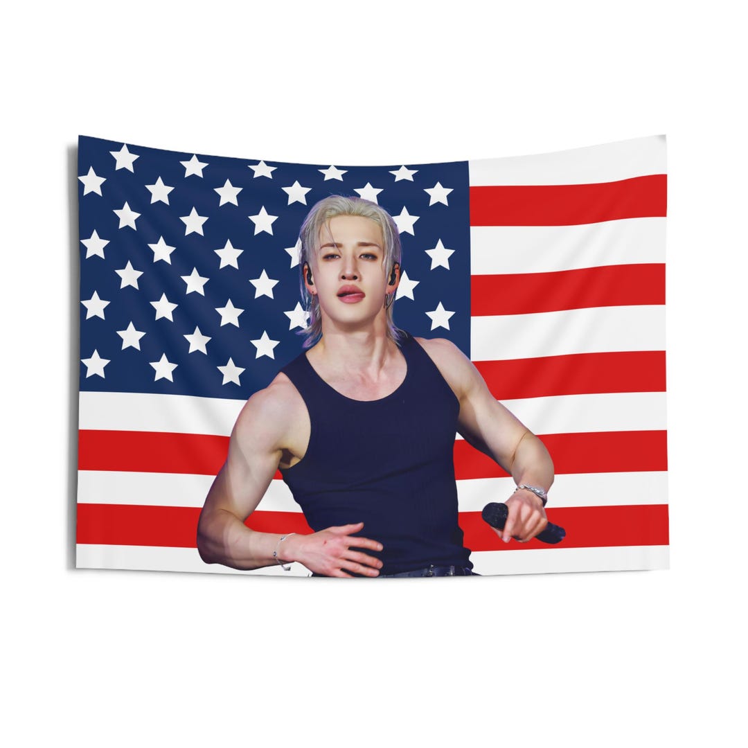 Bang Chan Tank Top American Flag, Stray Kids Concert Banner, SKZ Kpop ...