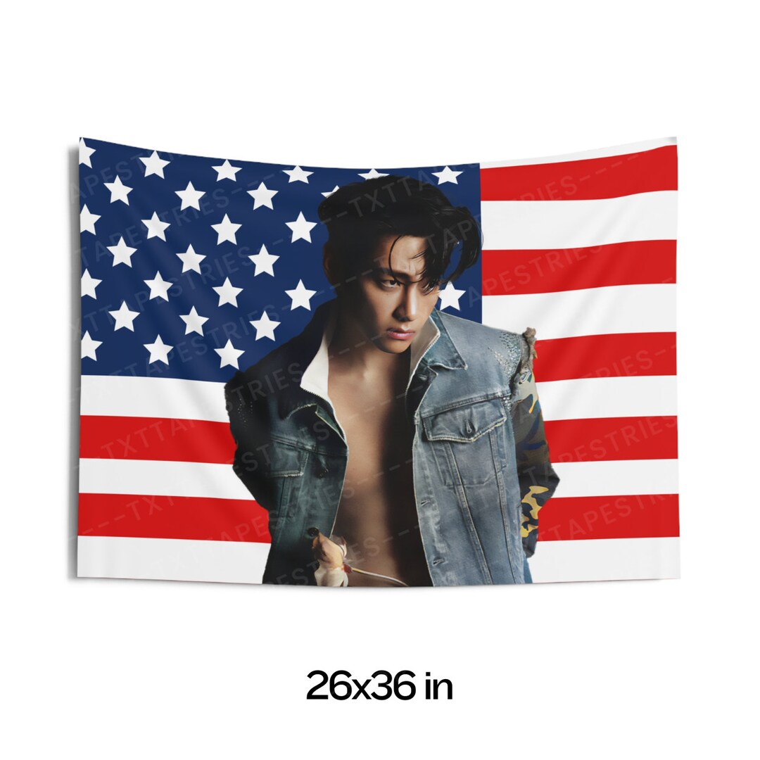 BTS V Photoshoot Flag Banner, Taehyung American Tapestry, Taehyung ...