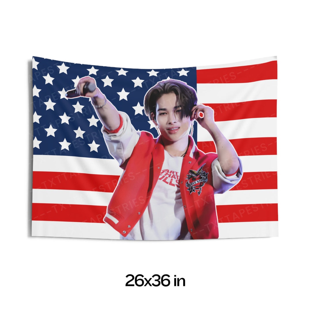 Enhypen Niki Stunning Visuals American Flag, Niki American Tapestry ...