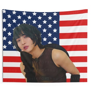 Ateez Seonghwa Tank Top Face American Flag, Ateez Concert Banner, Ateez ...