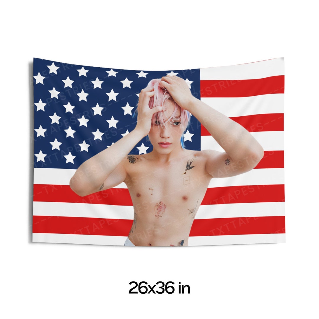 Nct Taeyong Shirtless American Flag, Nct Concert Banner, Nct Kpop Flag ...