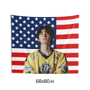 Riize Anton in Yellow Outfit Flag Banner, Anton American Tapestry ...