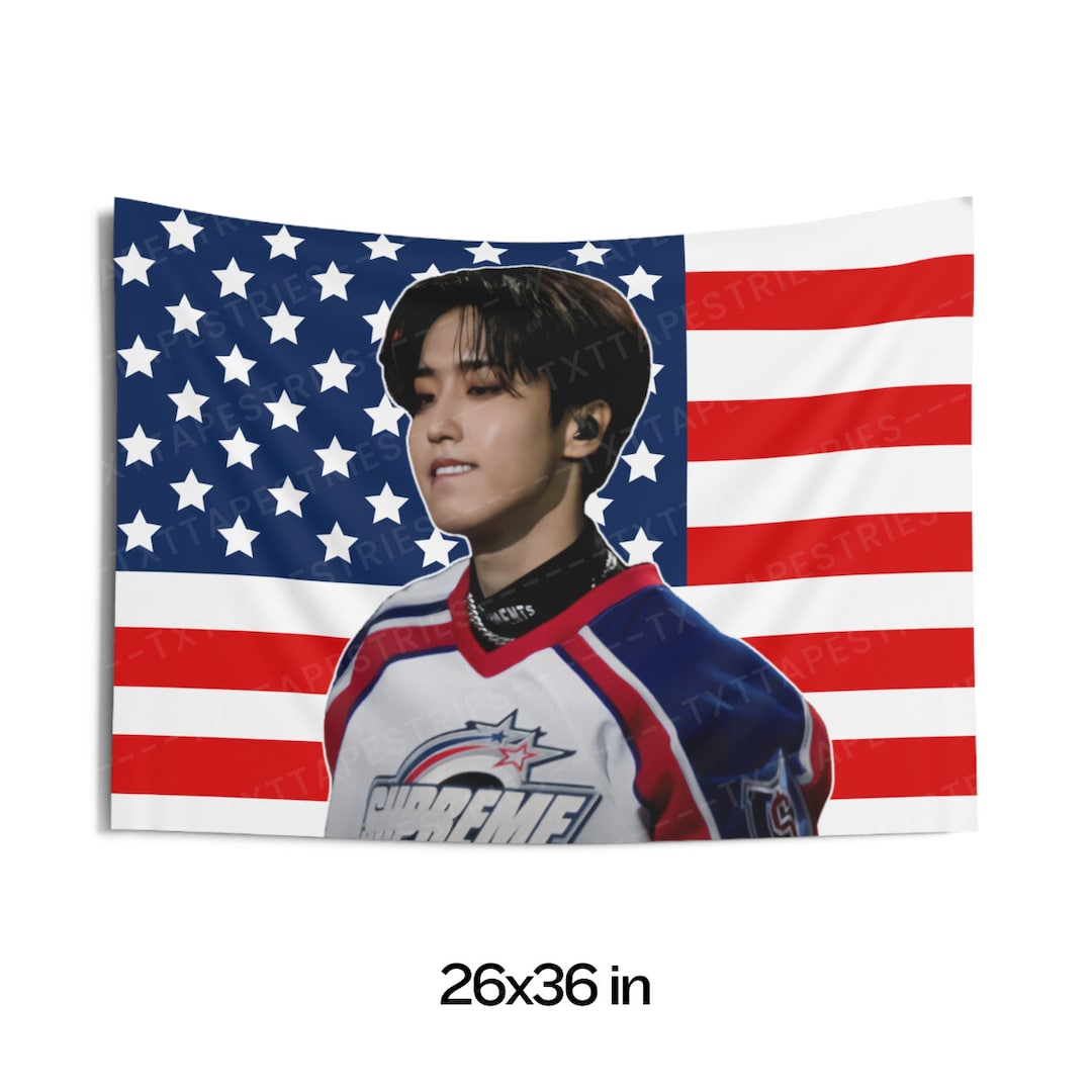 Stray Kids Han Lip Bite UK Flag, Han Jisung UK Tapestry, Stray Kids ...